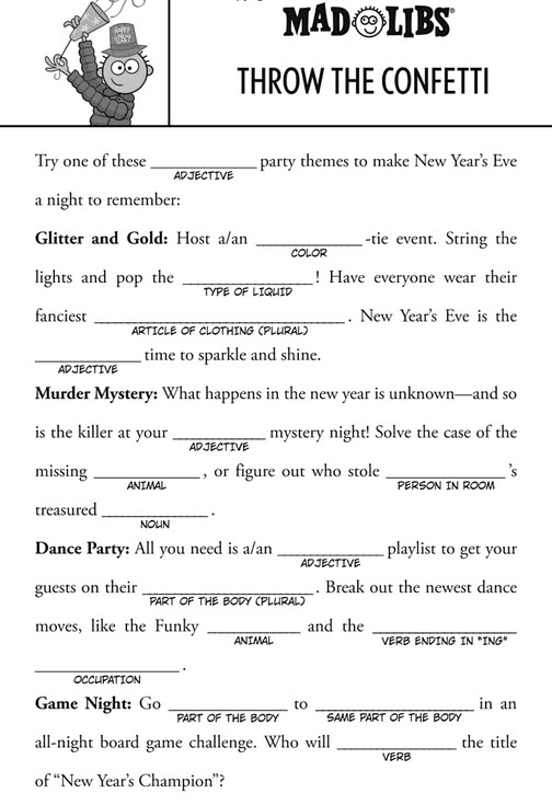 Happy New Year Mad Libs | Bob Schwartz